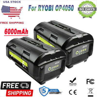 1/2x 40V 6000mAh High Capacity Battery For Ryobi OP4050A OP40602 ...