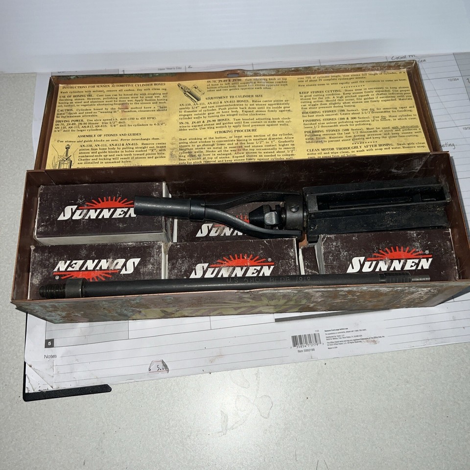 Sunnen Standard Cylinder Honing Machine w/ box jn-101 &201 stone set | eBay