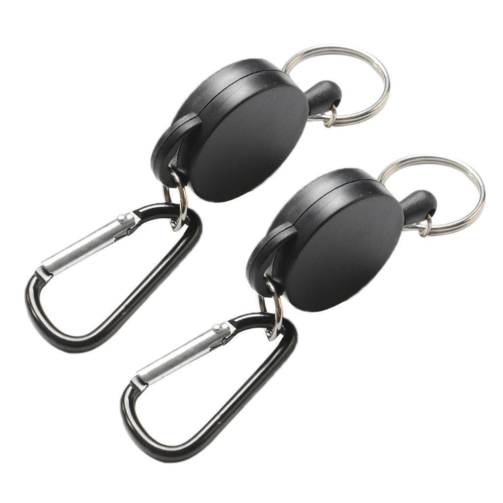 2x Steel Pull Ring Retractable Key Chain Keyring Backpack Clip Black | eBay