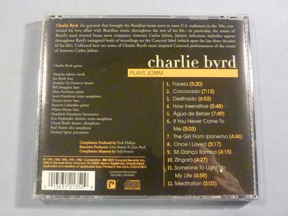 Charlie Byrd – Charlie Byrd Plays Jobim - CD - Concord CCD-2135-2 - NM ...