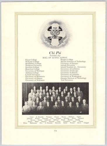 1926 Cornell University Cornellian Chi Psi Members List Group Picture ...