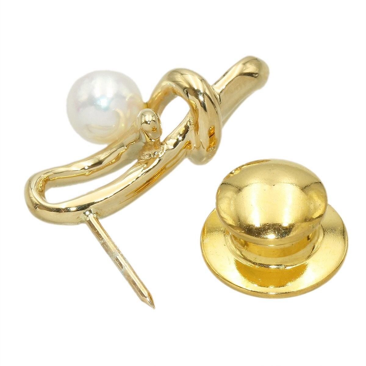 Mikimoto 18K Yellow Gold Pearl Tie Pin Tack Clasp Bar… - Gem