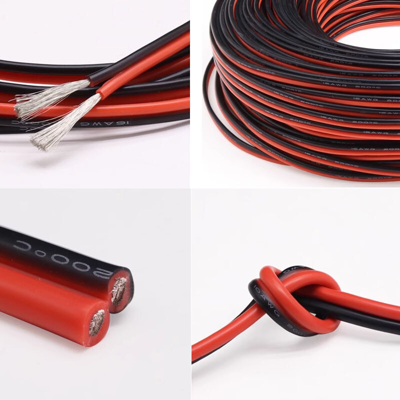 Silicone Flexible Red & Black 2-Core Twin Cable 10/12/14/16/18/20/24 ...