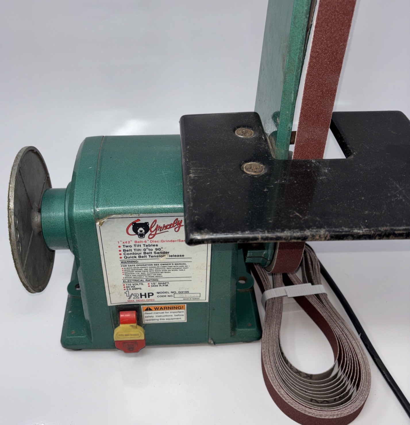 Grizzly 1" x 42" Belt / 6" Disc Combo Sander G3105 w/belts READ | eBay