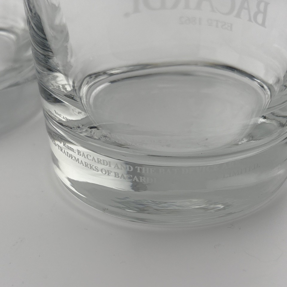 Bacardi Rum Etched Bat Logo Rocks Cocktail Glasses (2) Barware ...