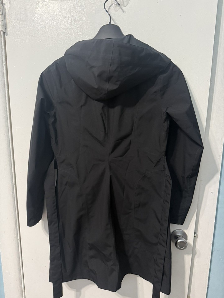 Patagonia Arborist Hooded Waterproof Trench Coat Jacket Black Womens M ...