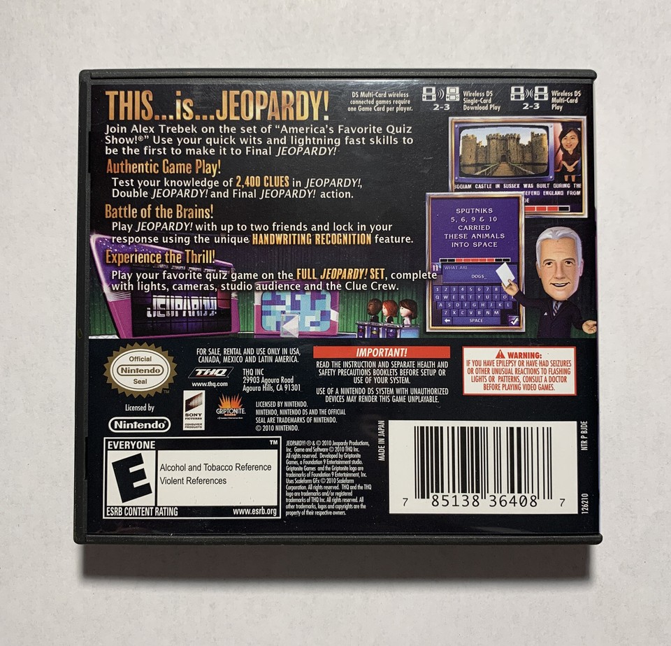 Jeopardy (Nintendo DS, 2010) 785138364087| eBay