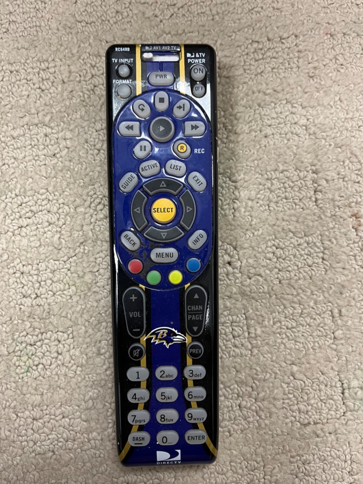 Direct TV DIRECTV Remote Control - Baltimore Ravens Special NFL Edition ...