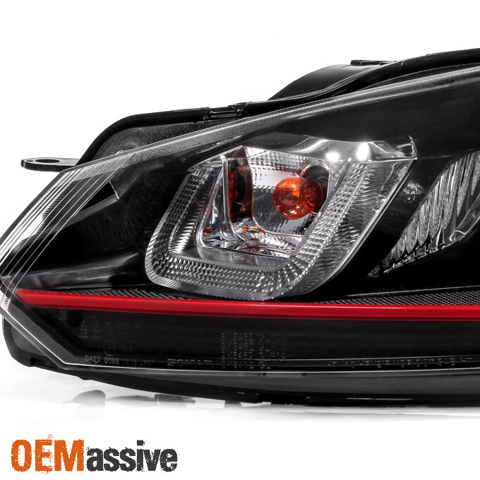 Fits [Red Stripe Edition] 10-14 VW Golf GTI Black LED Tube Projector ...