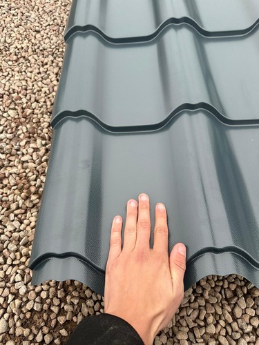 plastic coated anthracite grey tile effect roofing sheets £3.50 plus ...