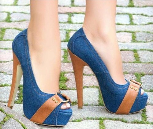 Denim Women Pumps Peep Toe Platform Stiletto High Heels Office Party Shoes Woman | eBay