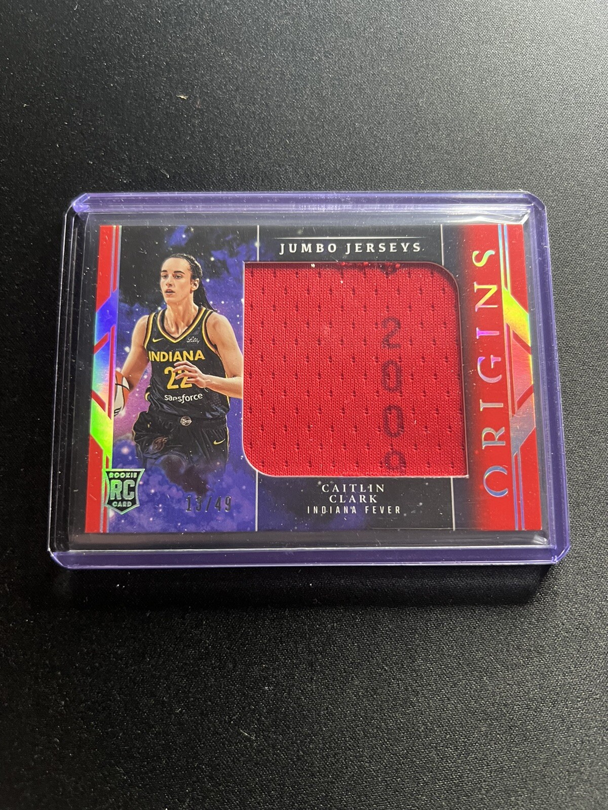 CAITLIN CLARK 2024 Origins WNBA Jumbo Jersey Patch RC RED Parallel SP ...