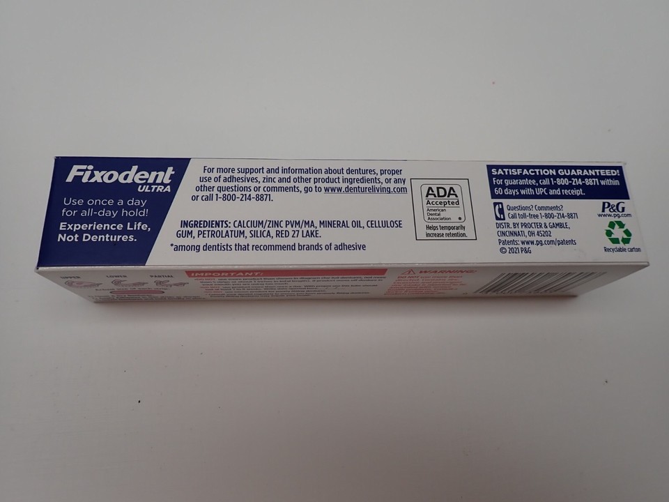 Fixodent Ultra Max Hold Denture Adhesive Cream 2.2 oz 8 Packs New ...