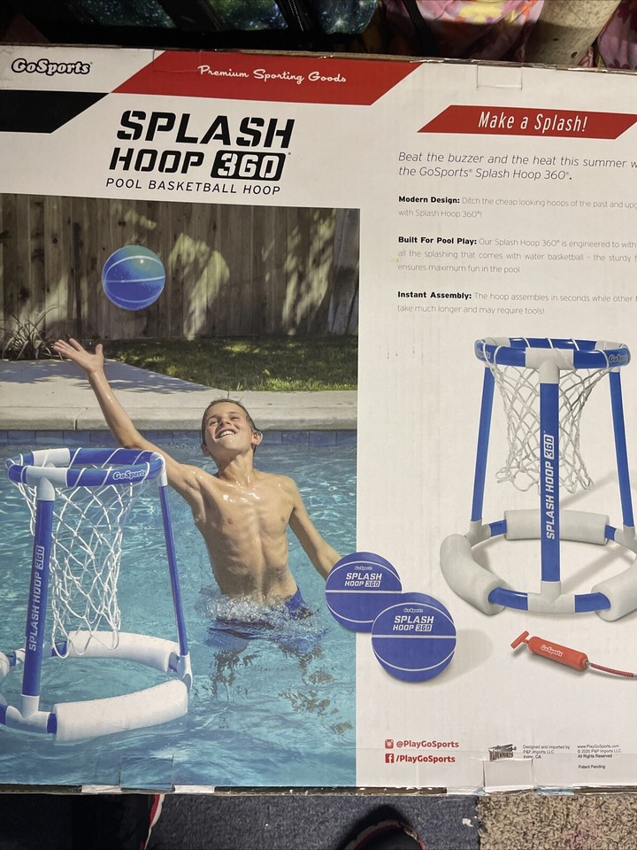 GoSports Splash Hoop 360 Floating Pool Basketball Game Includes Hoop ...
