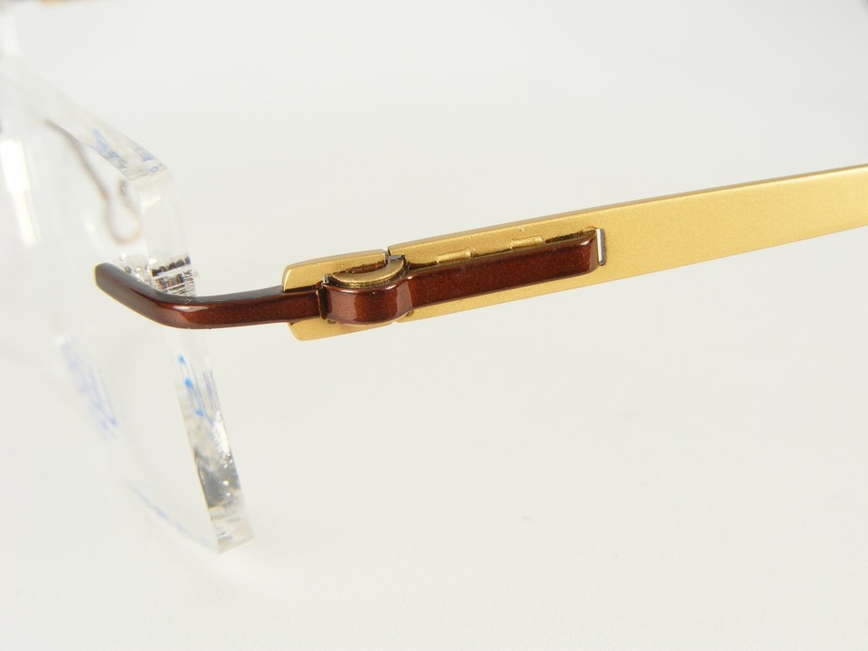 Nuovo BLU 116 Col. 04 Marrone Titanio Occhiali senza Montatura Soho 50 ...