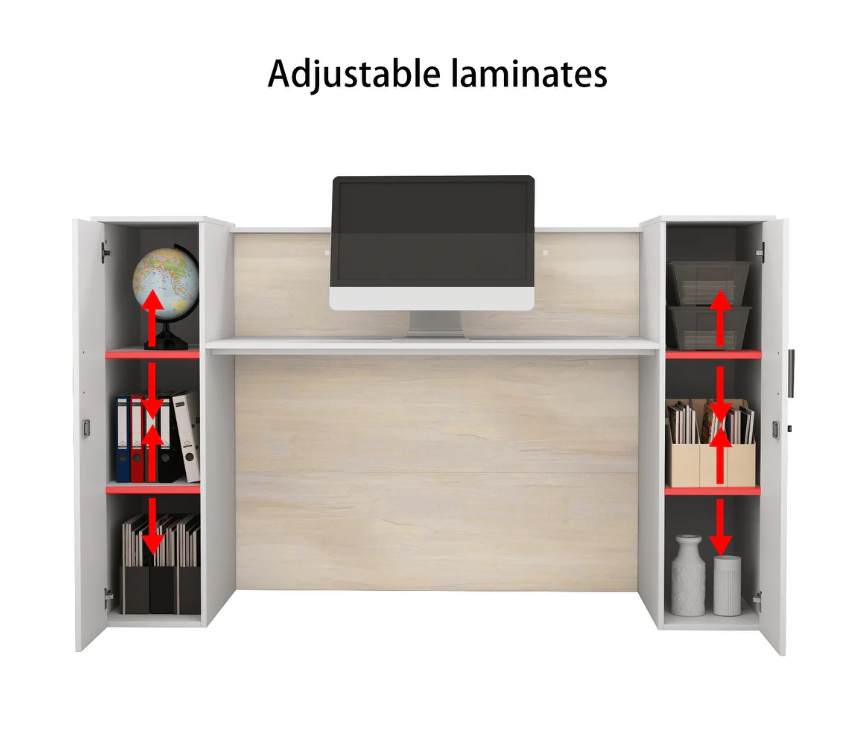 Reception Desk Office Counter Top White Wood Checkout Register ...