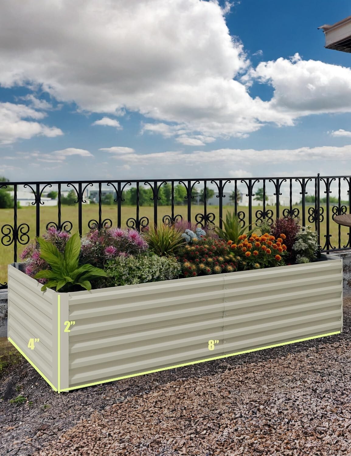 8x4x2Ft Raised Garden Bed Square Metal Planter Box -0.5mm Thick ...