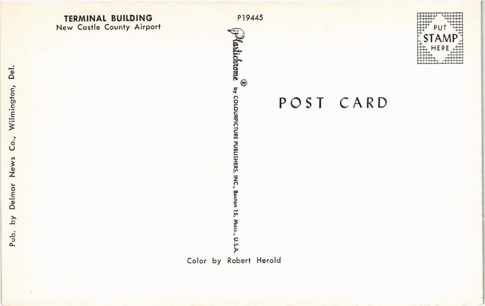 Dr Jim Stamps Postcard Terminal Building New Castle County Airport ...