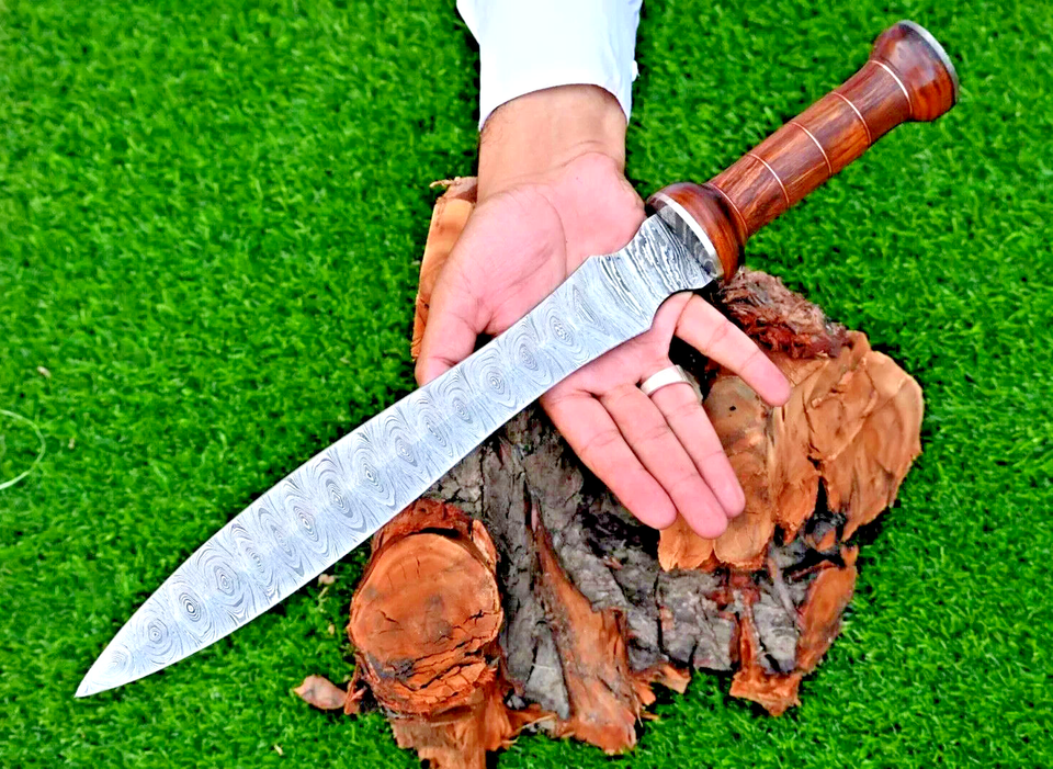 Roman Gladius SWORD Hand Forged Damascus Steel Double Edge gladiator ...