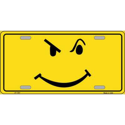 Defiant Smiley Novelty Metal License Plate Tag LP-1301 | eBay