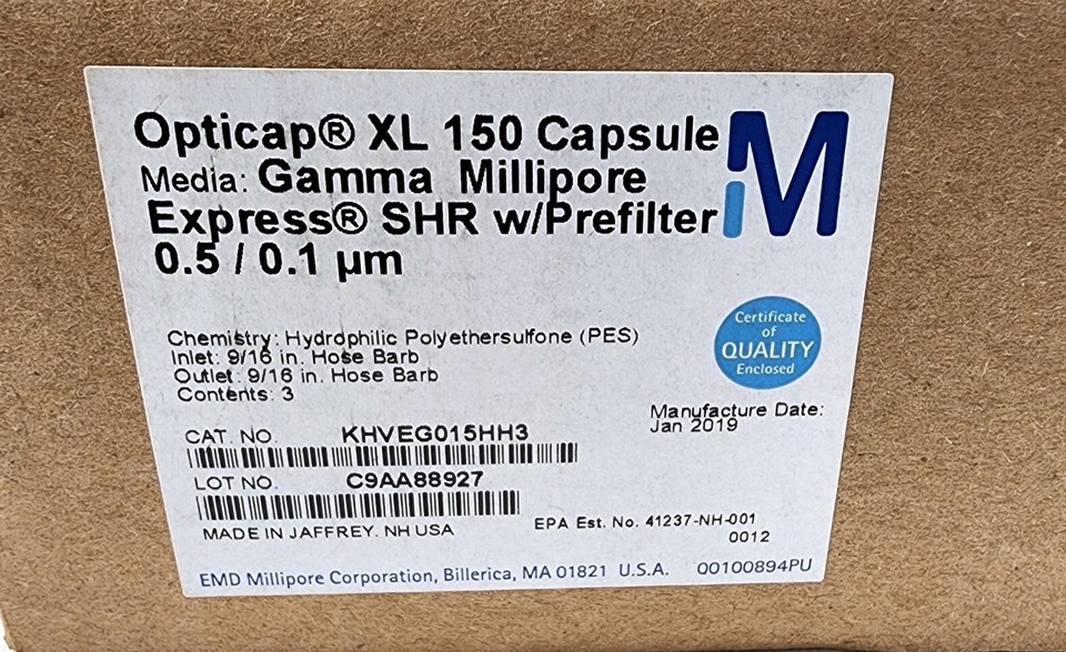 Millipore KHVEG015HH3 Opticap XL 150 Capsule Express SHR w/ prefilter 0 ...