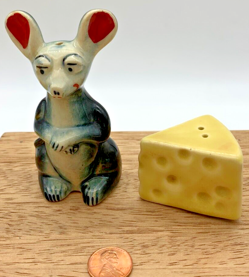 VTG Trevewood Pottery mouse/cheese ceramic salt/pepper shakers ...