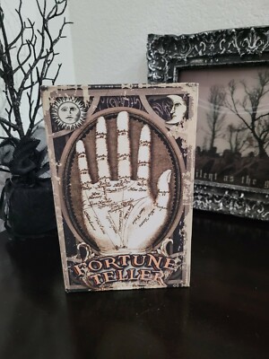 HALLOWEEN PSYCHIC FORTUNE TELLER FAUX BOOK DISTRESSED STASH BOX 8.25 x ...