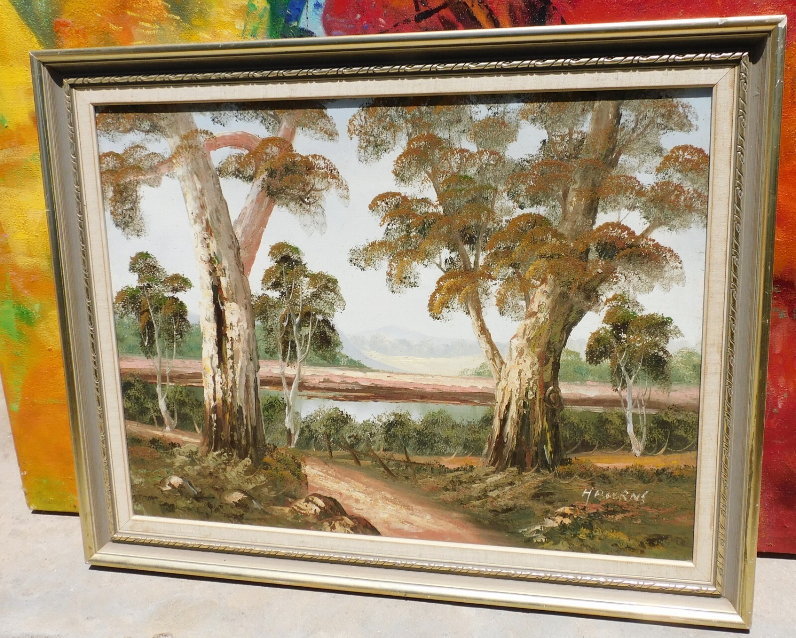 Vintage An Australian Oil On Board Signed by Artist H. Burns Painting ...