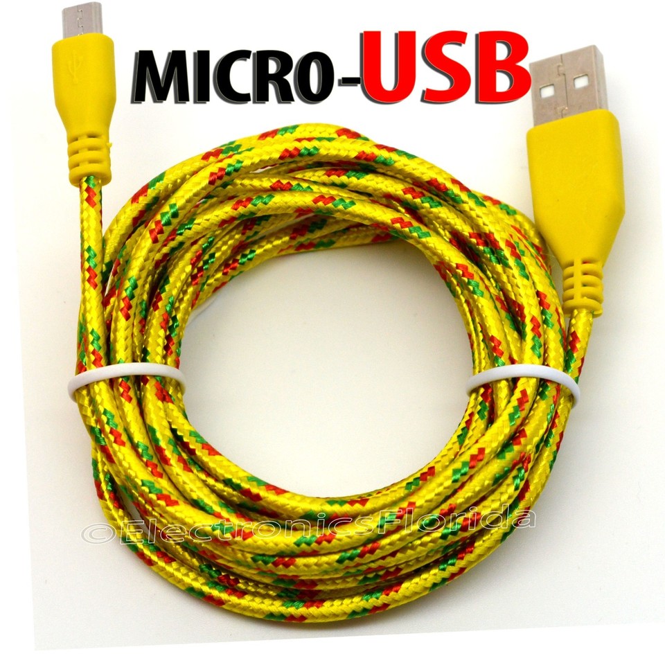 LOT Braided Micro usb data sync cable cord 3,5,10 FT for Android Cell ...