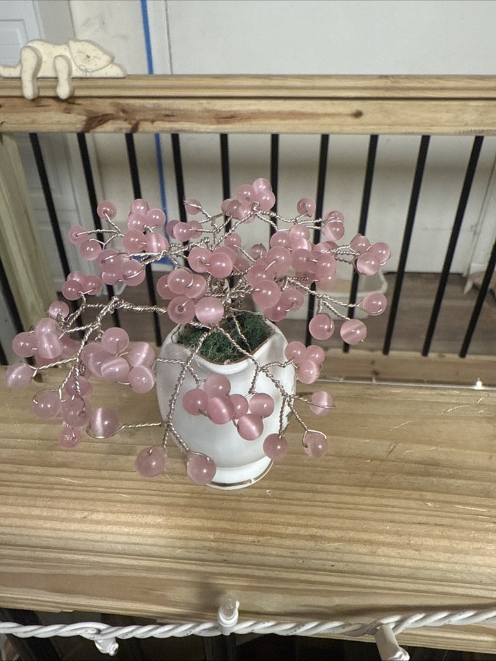 Tea Cup Wire Tree With Pink Beads | eBay