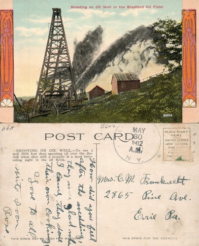 BRADFORD PA OIL FIELD 1912 ANTIQUE POSTCARD | eBay