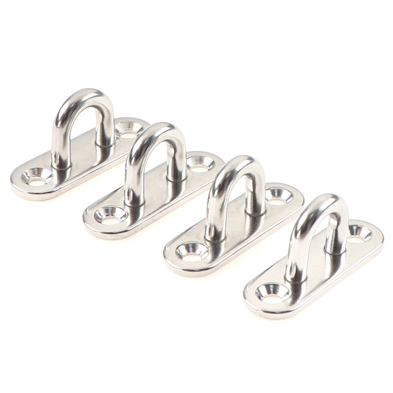 4 Pcs Stainless Steel Oblong Pad Eye Plate Staple Ring Hook Loop U ...