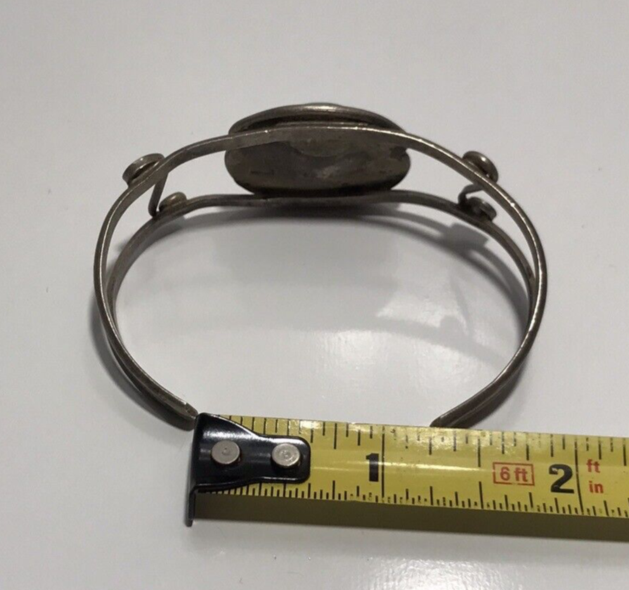 NAVAJO 925 Sterling Silver - Vintage Turquoise Swirl Split Cuff ...