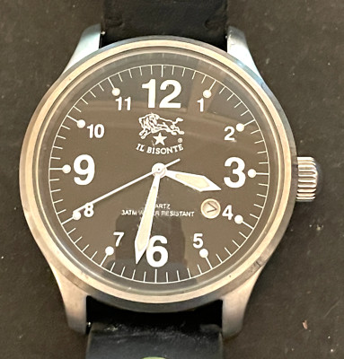 Il Bisonte Men's Watch Quartz Running 42mm Silver Case Black Dial | eBay
