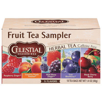 Fruit Tea Sampler Herbal Variety Pack, Caffeine Free, 18 Tea Bags Box ...
