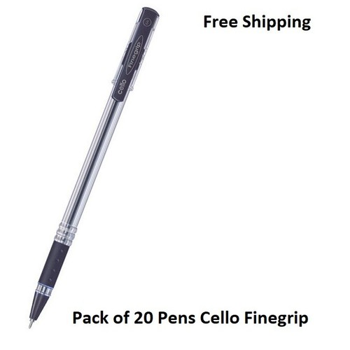 Pack of 20 Cello Fine grip 0.7 mm Black Color Ball Point Pen Free ...