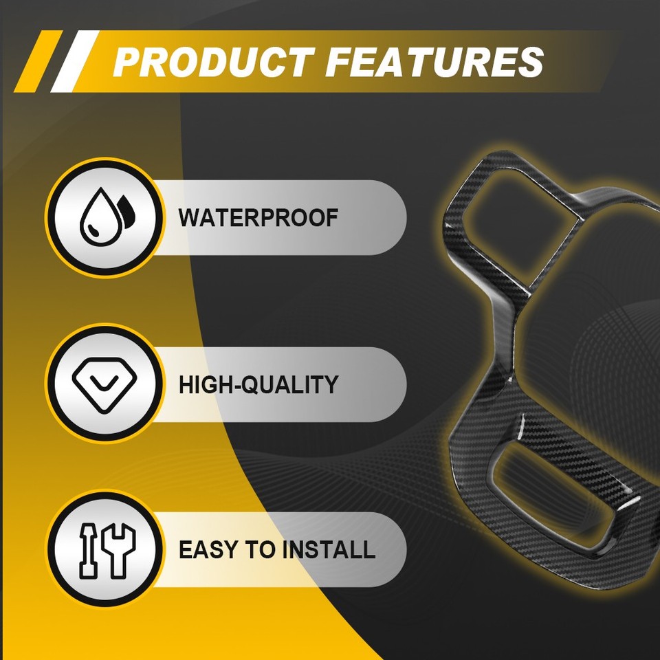 Fits 2021-2025 Ford F150 ABS Carbon Fiber Steering Wheel Frame Cover ...