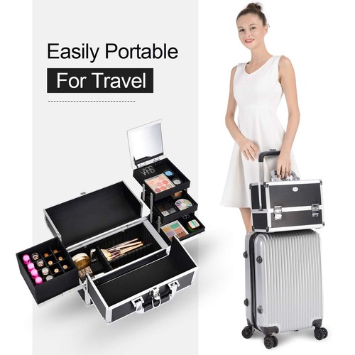Makeup Train Case Organizer Box Professional Multi-Purpose Cosmetic ...
