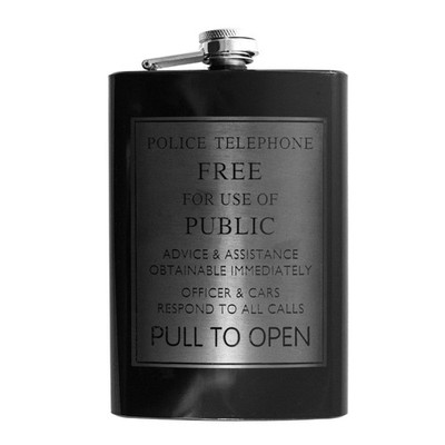 8oz Police Telephone Sign Black Flask | eBay