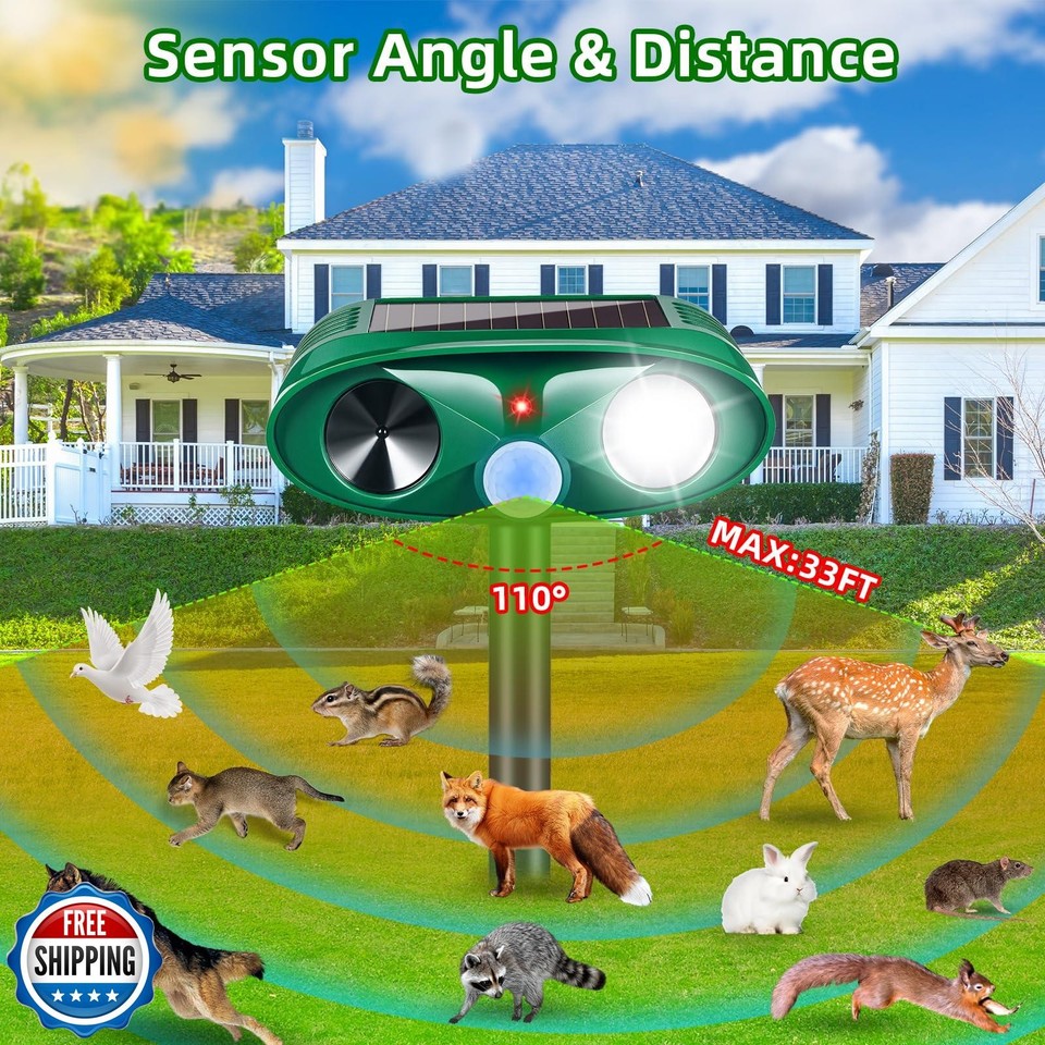 4Pack 2025 Squirrel Fortress Pro Solar Ultrasonic Animal Repellent ...