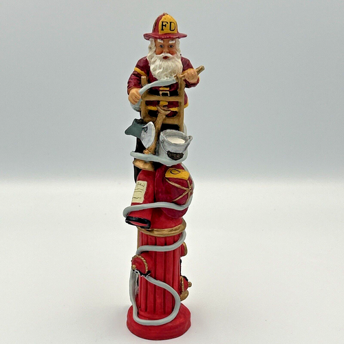 Santa Claus as Fireman Figurine 8" with Ladder Hydrant Hose Axe Hat ...