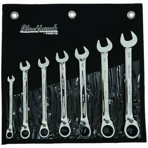 7pc Blackhawk By Proto Reverse Gear Ratcheting Wrench Set 12-Point SAE ...