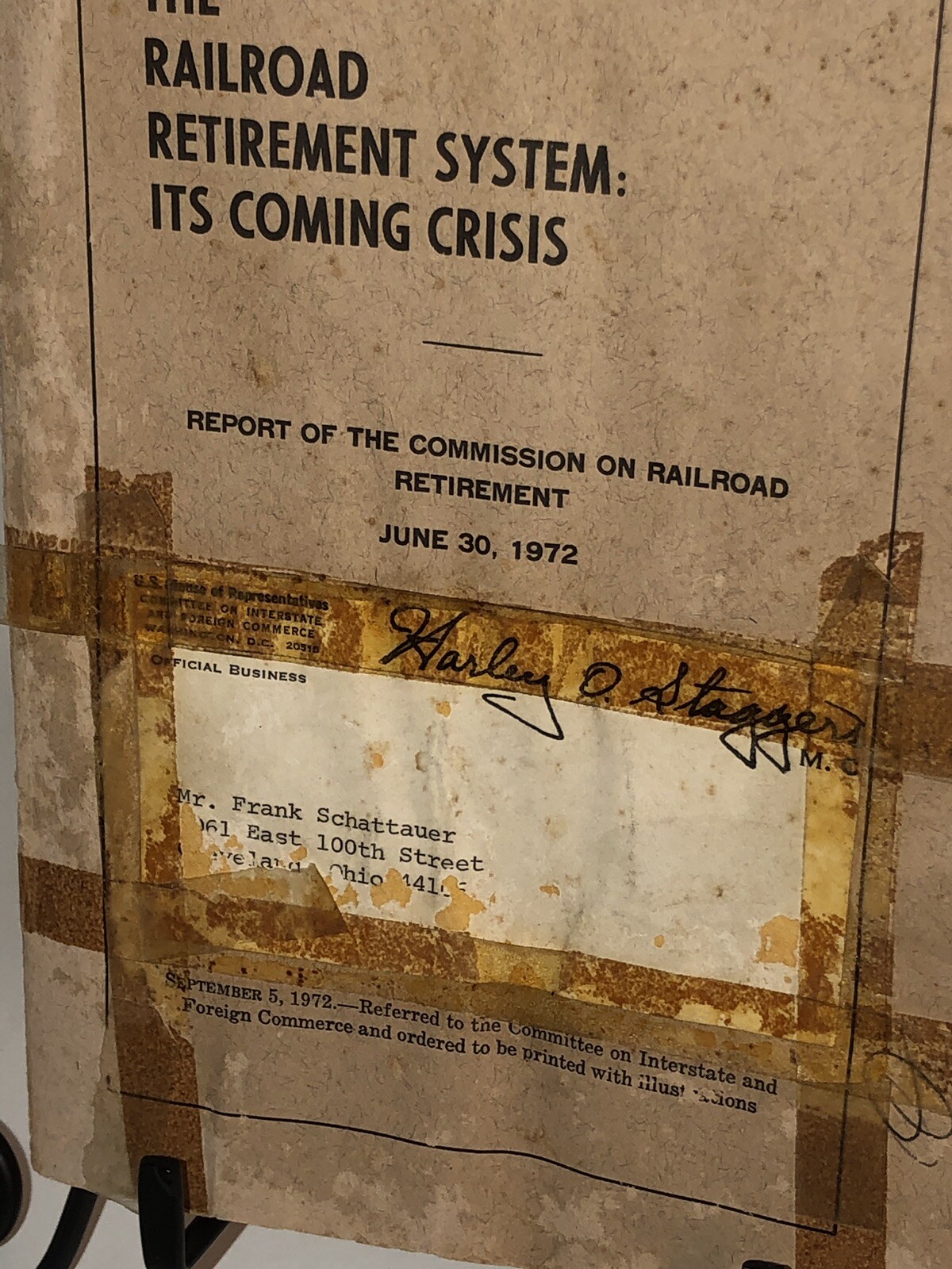 Railroad Retirement System Its Coming Crisis Report ‘72 Signed Harley O ...