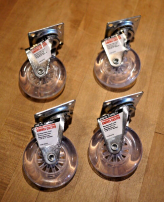 Set of 4 Clear Polyurethane Casters 3 inches swivel casters 200 lb ...