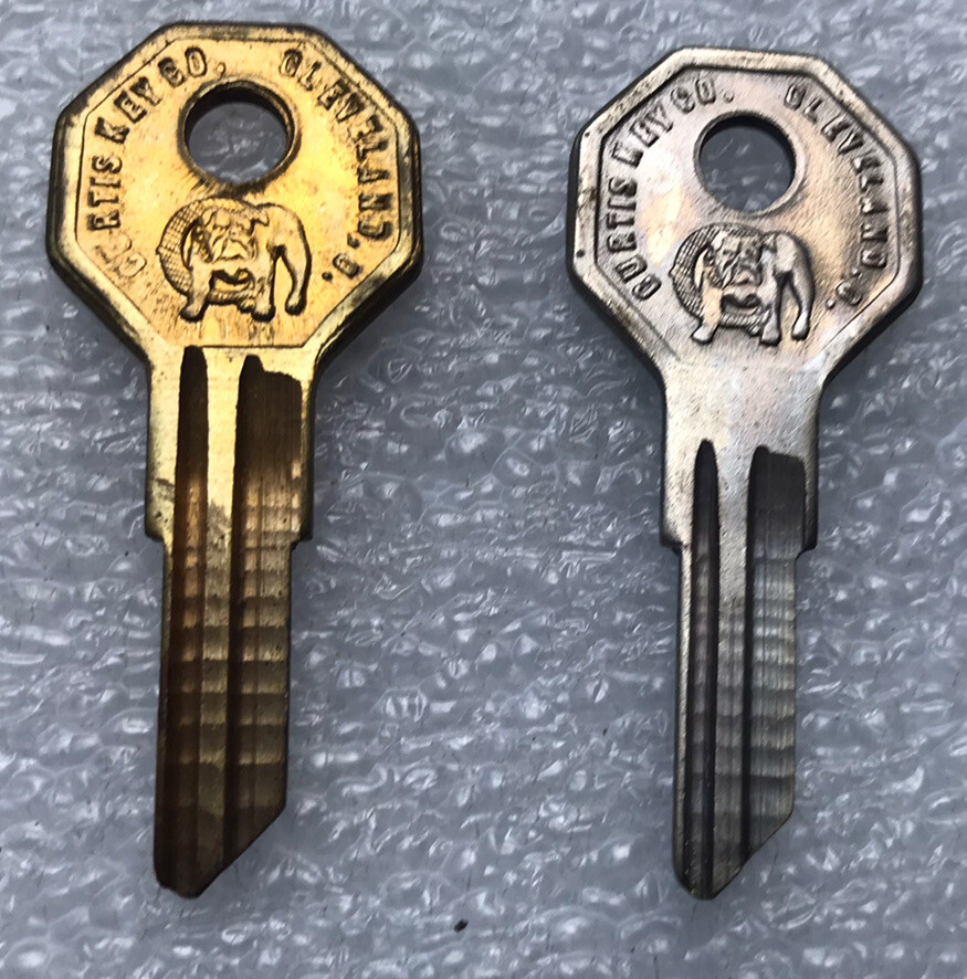 2X Vintage Curtis Key Co. Blank Key "Bulldog Logo" No. T2 Made in USA ...