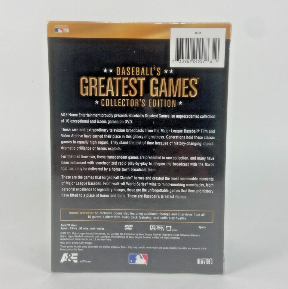 Baseball's Greatest Games Collector's Edition MLB DVD Set ~ 11 Discs ...