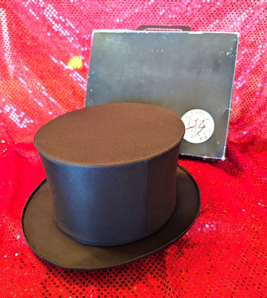 VINTAGE MAGICIANS COLLAPSIBLE TOP HAT! by THF! SPRING LOADED! NEW OLD ...