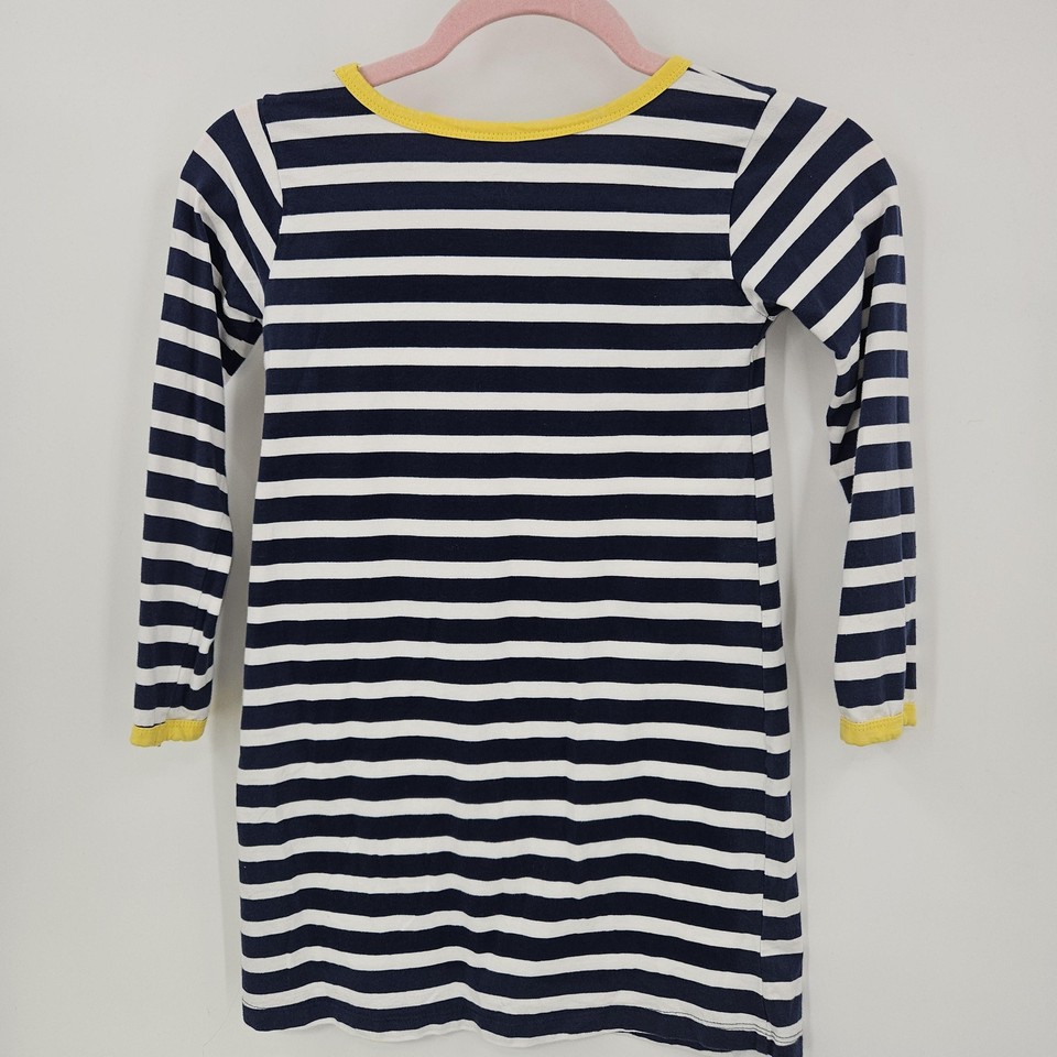 RuffleButts Dress Girls 7 Navy White Stripe Yellow Flower Long Sleeve ...