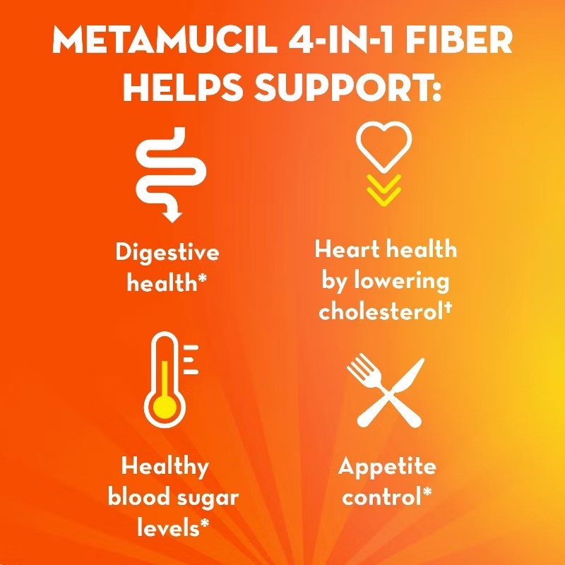 Metamucil Psyllium Fiber Supplement Packets - Sugar Free - Orange ...