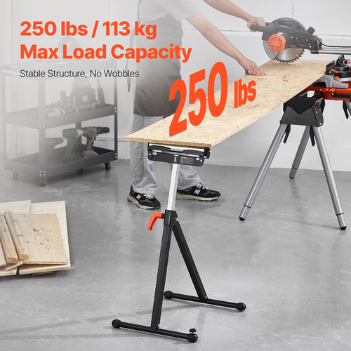 2-Pack Adjustable Roller Stands for Woodworking, 250 lb Capacity, 27-43 ...
